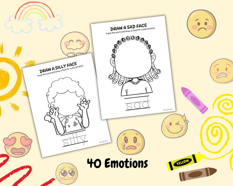Emotional Regulation Printables for Kids | Feelings Faces Drawing ...