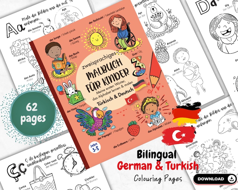 Bilingual Alphabet Colouring Pages for Toddlers, Exploring Abcs First ...