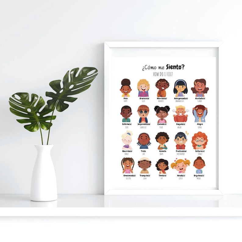Bilingual Spanish English Feelings Chart Poster (digital Download) - Etsy