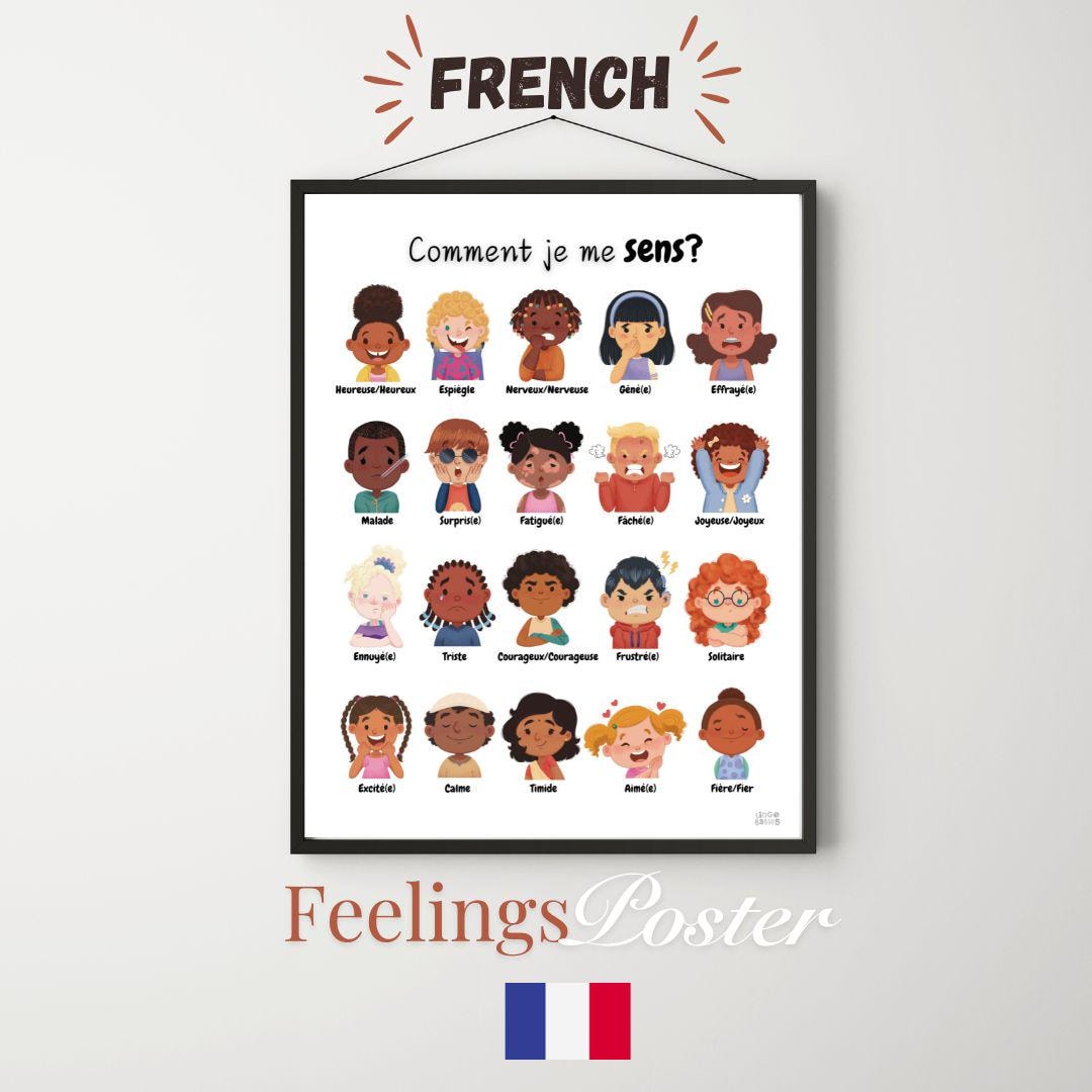 French Emotions Chart | French Feelings Chart | Les émotions Poster ...