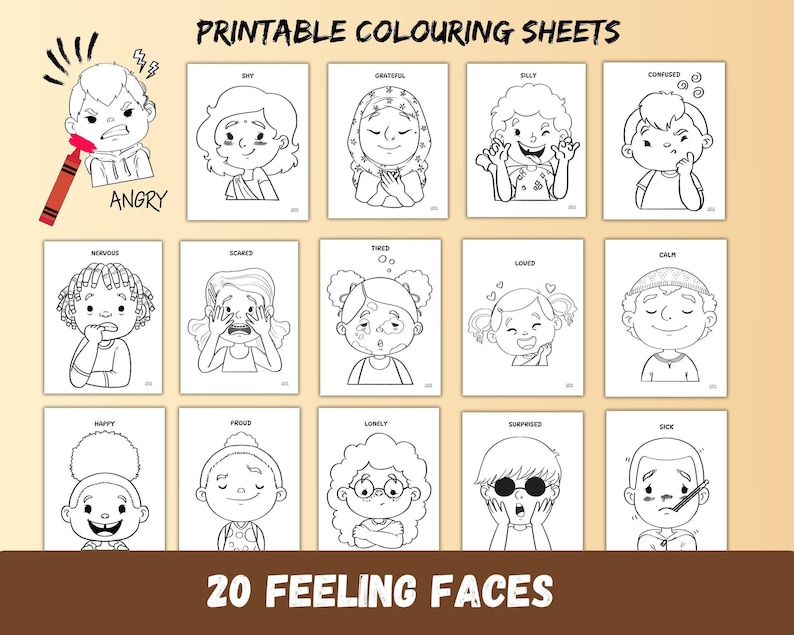 Feelings Colouring Pages | Colouring Pages for Kids | Emotions Activity ...