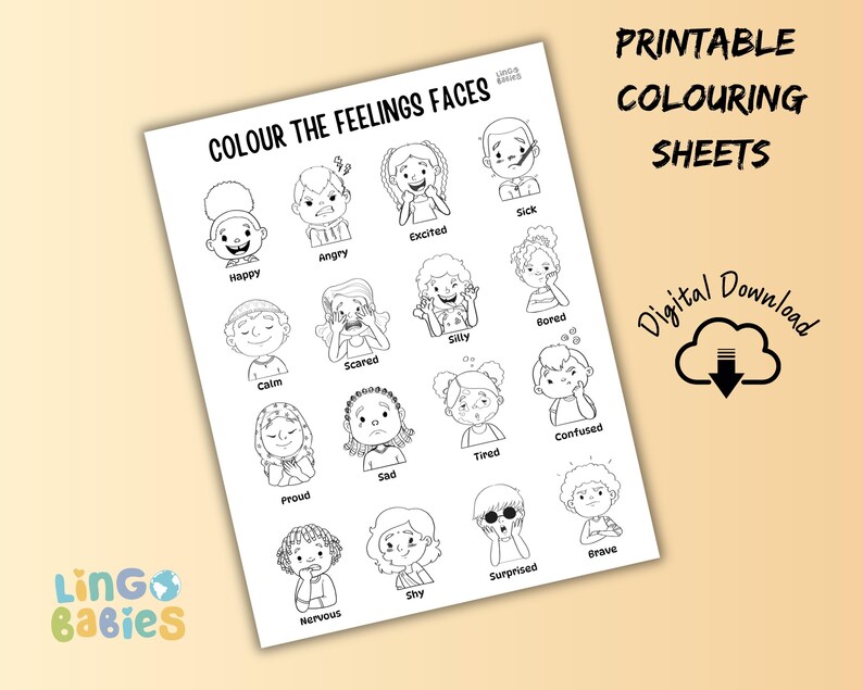 Feelings Coloring Pages: Kids Emotions Activity (PDF) - Etsy
