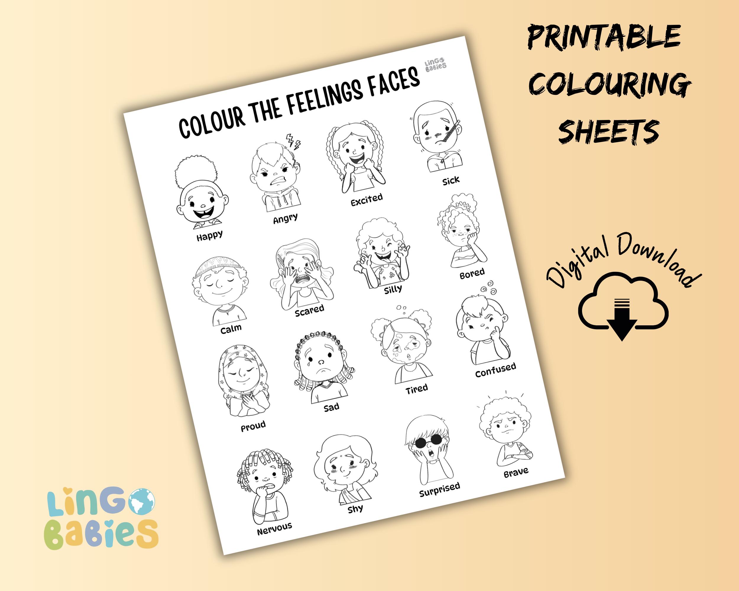 Feelings Coloring Pages: Kids Emotions Activity (PDF) - Etsy