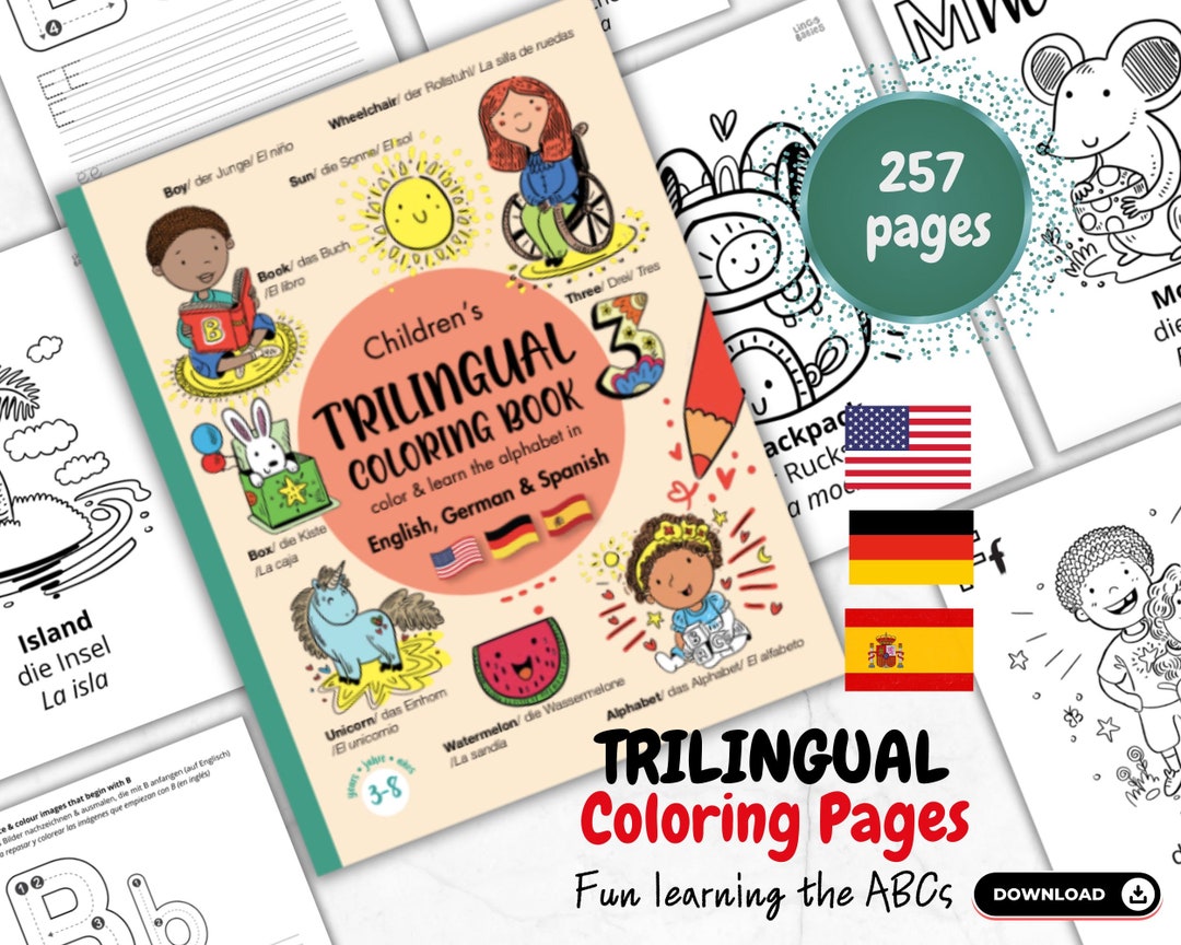 Coloring for Trilingual Kids Ages 2-6, Alphabet Coloring, Toddler ...