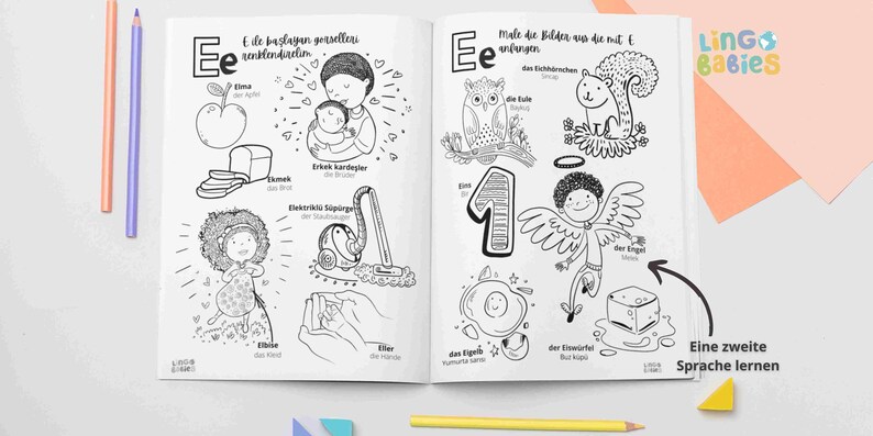 Bilingual Alphabet Colouring Pages for Toddlers, Exploring Abcs First ...