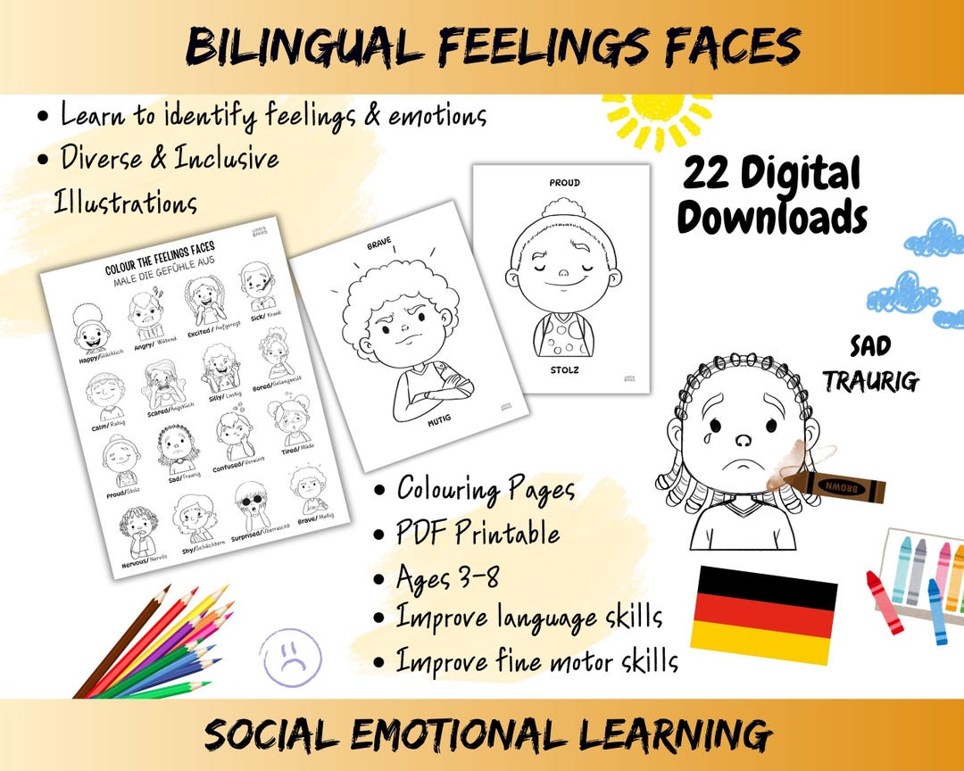 German Emotions Activity Sheets: Bilingual Coloring Pages (PDF ...