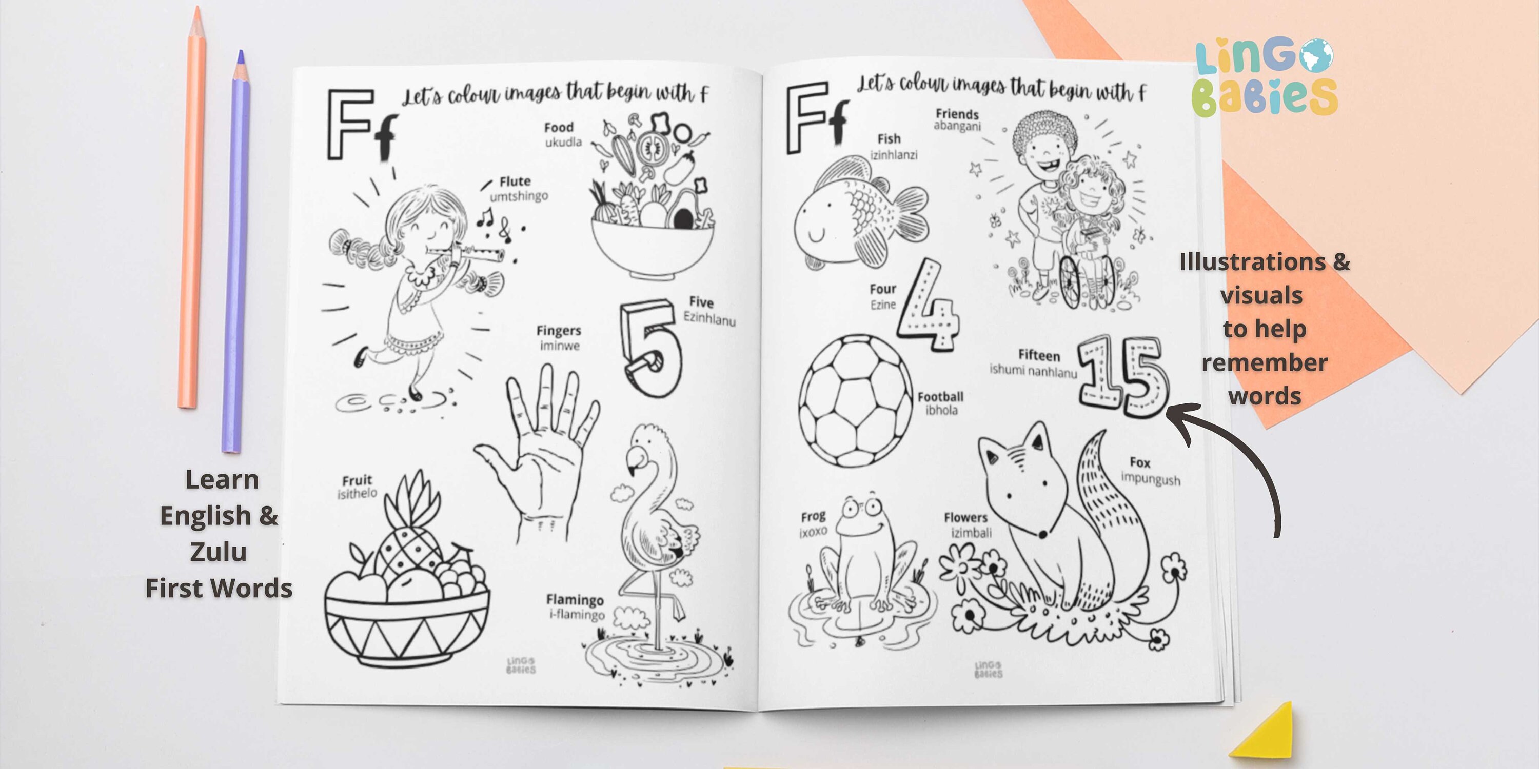 Children's Bilingual Alphabet Coloring Pages,isizulu Alphabet, First ...