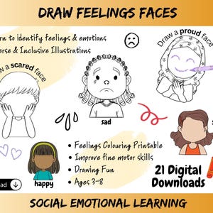 Feelings Coloring Pages: Kids Emotions Activity (PDF Download) - Etsy