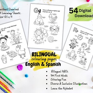 Spanish English Alphabet Coloring Book: Bilingual Learning (printable ...