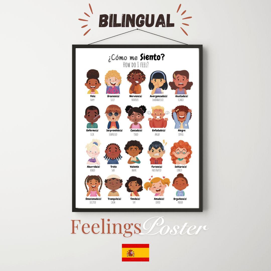 Bilingual Spanish Emotion Poster ¿cómo Me Siento? Spanish - English ...