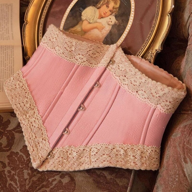 Pink Stitched Under Bust Corset Top/ Tapestry Corset/ Waist | Etsy