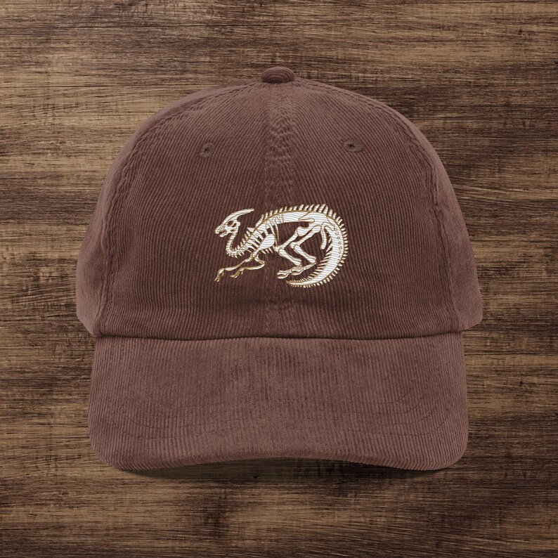 Dinosaur Embroidered Corduroy Cap Parasaurolopholus Skeleton Hat L Cool ...