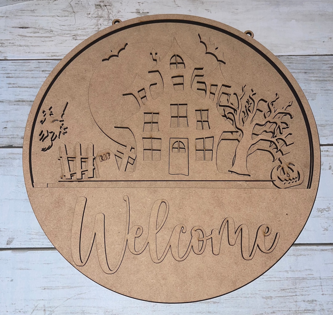 Welcome Haunted Round, Haunted House, Welcome, DIY - Etsy