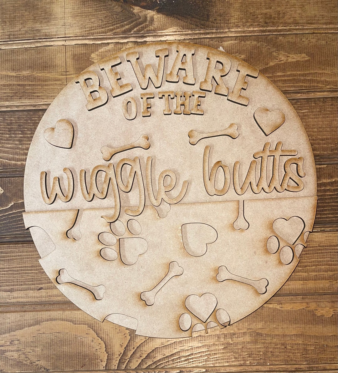 Wiggle Butts, Door Hanger, Round, Dogs, DIY - Etsy
