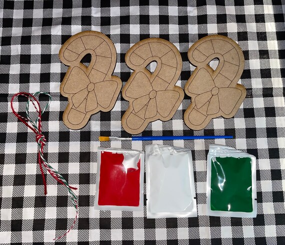 Candy Cane Paint Kit DIY Painting Stocking Stuffer Blank - Etsy