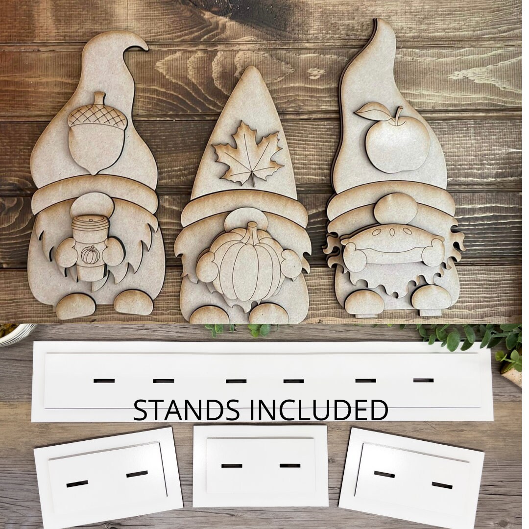 Fall Gnome Trio, Autumn, Standing Gnomes, Stands, DIY - Etsy