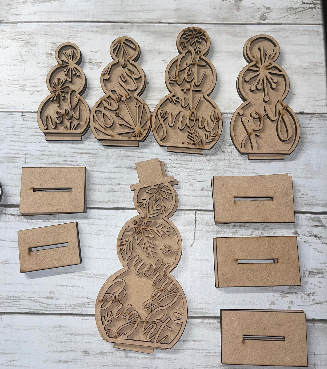 Standing Snowmen, Laser Cut, DIY - Etsy