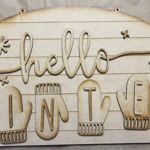 Hello Winter Sign, Painted, Blank, DIY, Mittens, Snowflakes - Etsy