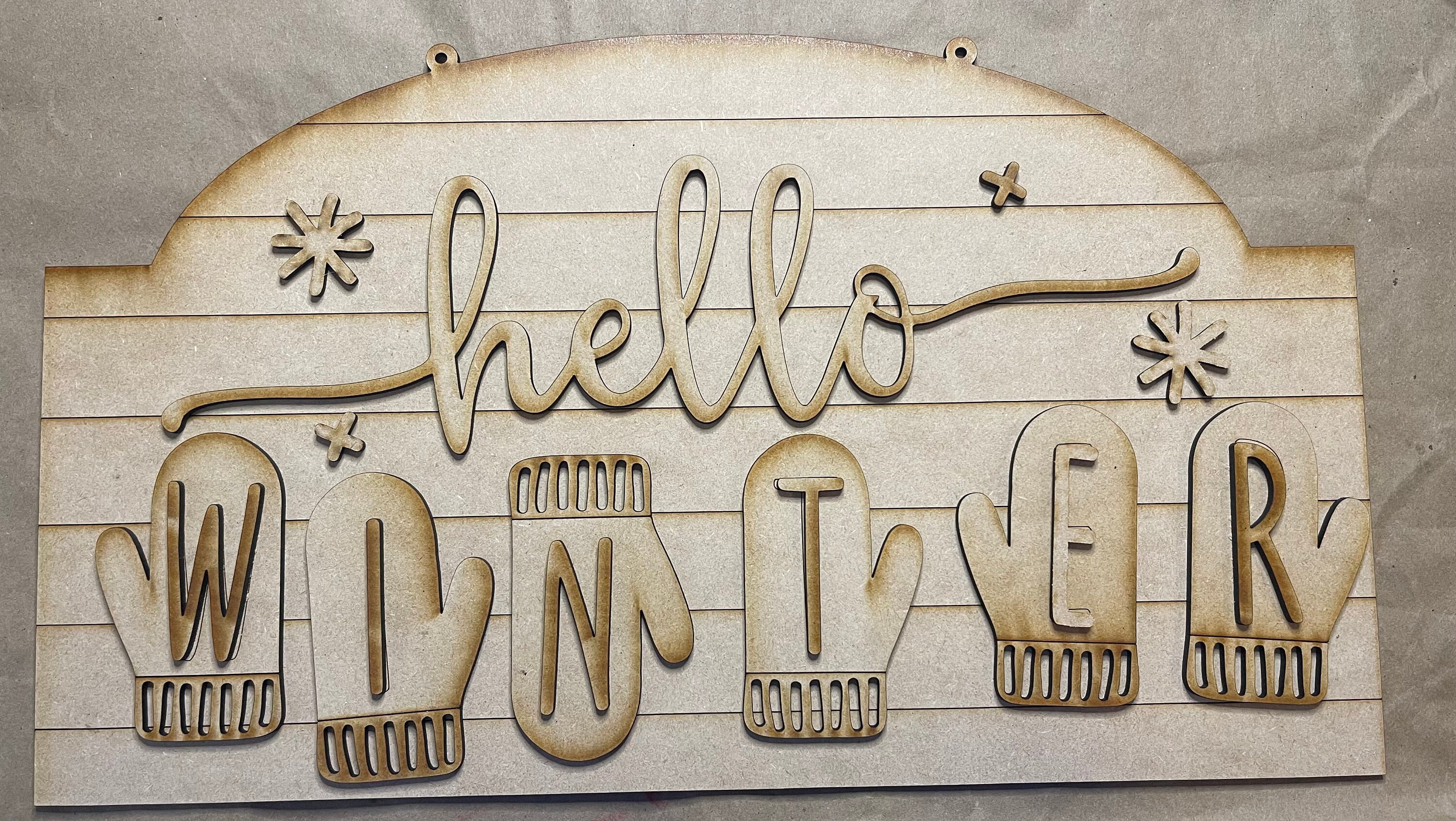 Hello Winter Sign Painted Blank DIY Mittens Snowflakes - Etsy