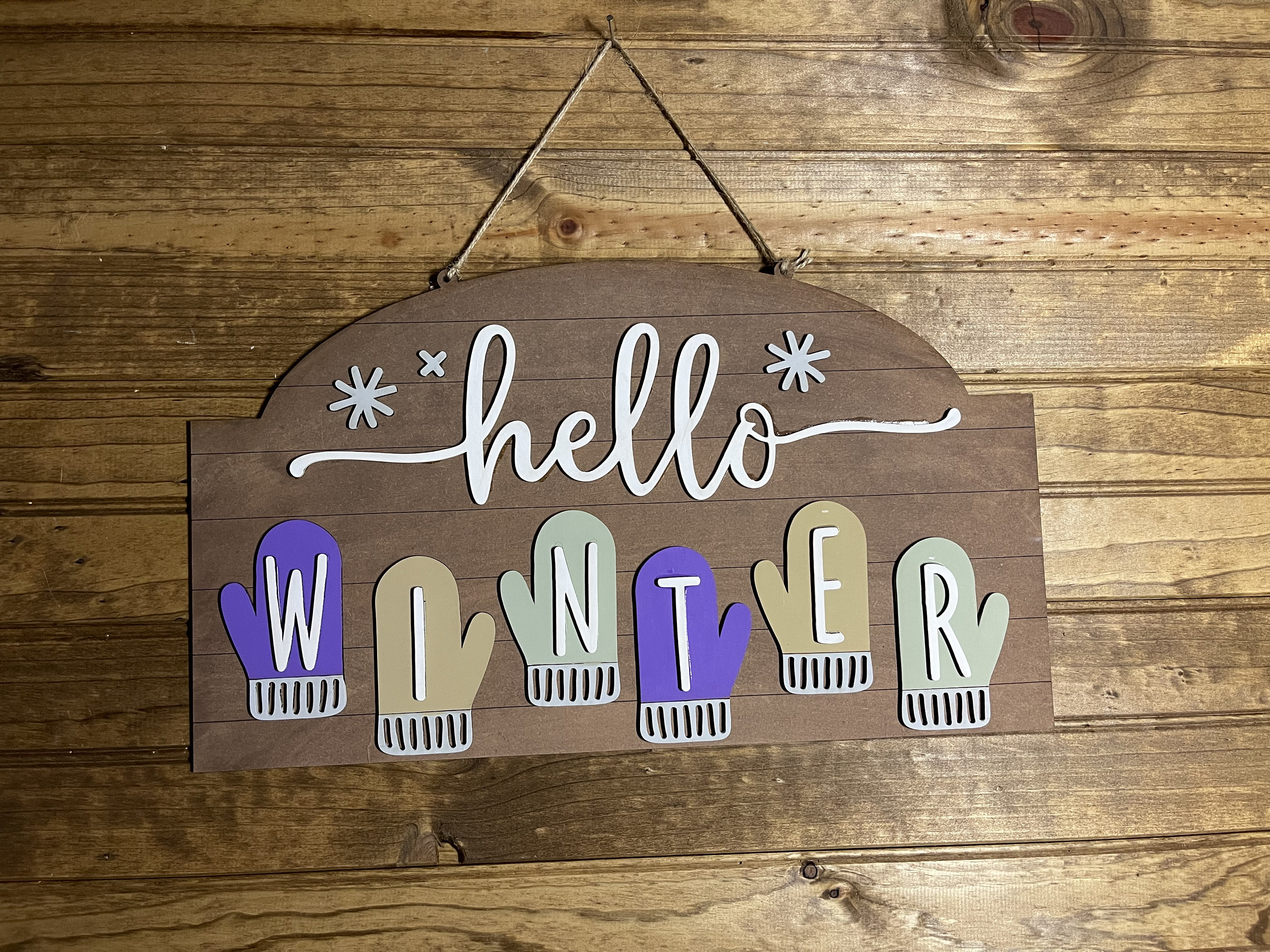 Hello Winter Sign Painted Blank DIY Mittens Snowflakes - Etsy