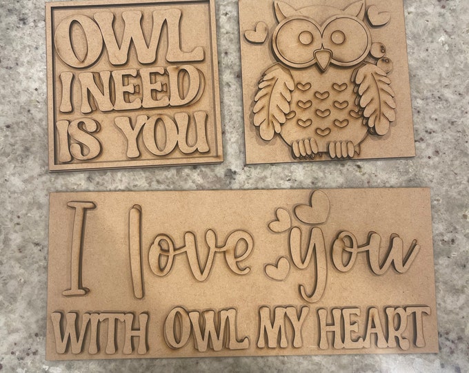 Owl Tiered Tray/ Unfinished Owl Tiered Tray Decor/ Owl Decor for Home ...