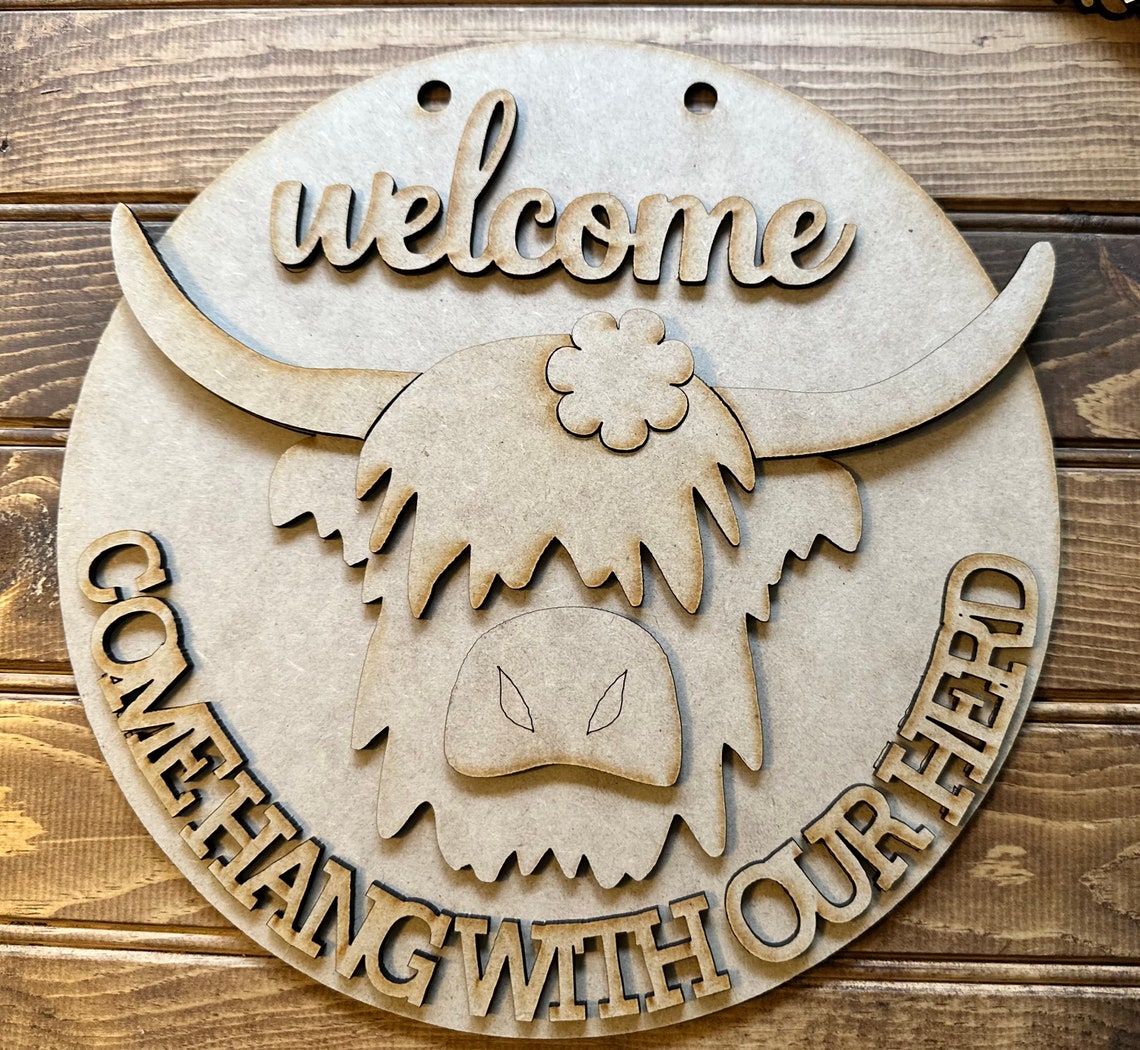 Cow Door Hanger Welcome to Our Herd DIY - Etsy