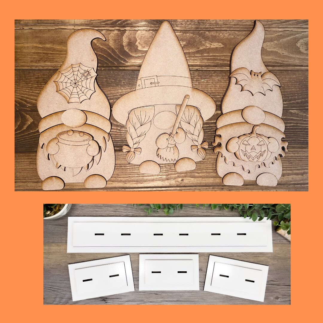 Halloween Gnome Trio, Spooky, Standing Gnomes, Stands, DIY - Etsy