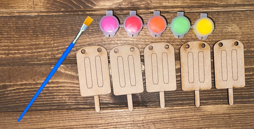 Popsicle Paint Kit DIY Paint Kit Kids Wooden Cutouts Paint - Etsy