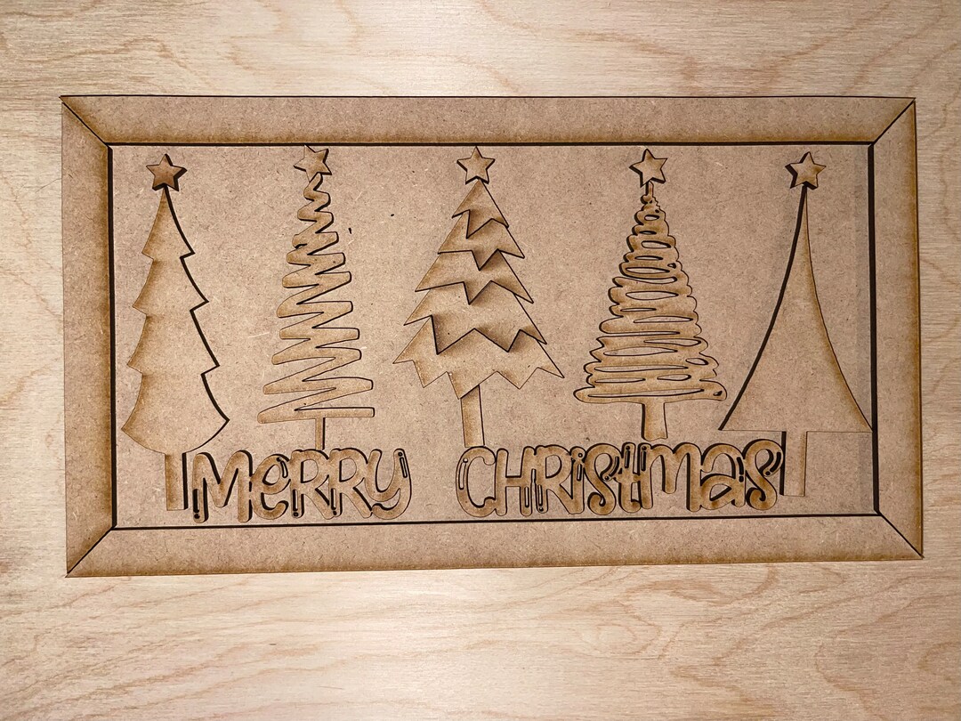 Merry Christmas Laser Cut Sign, Trees, DIY - Etsy
