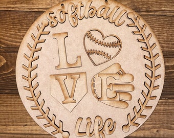 24 Baseball/softball Door Hanger/living Life by the Seams/finished Wood ...