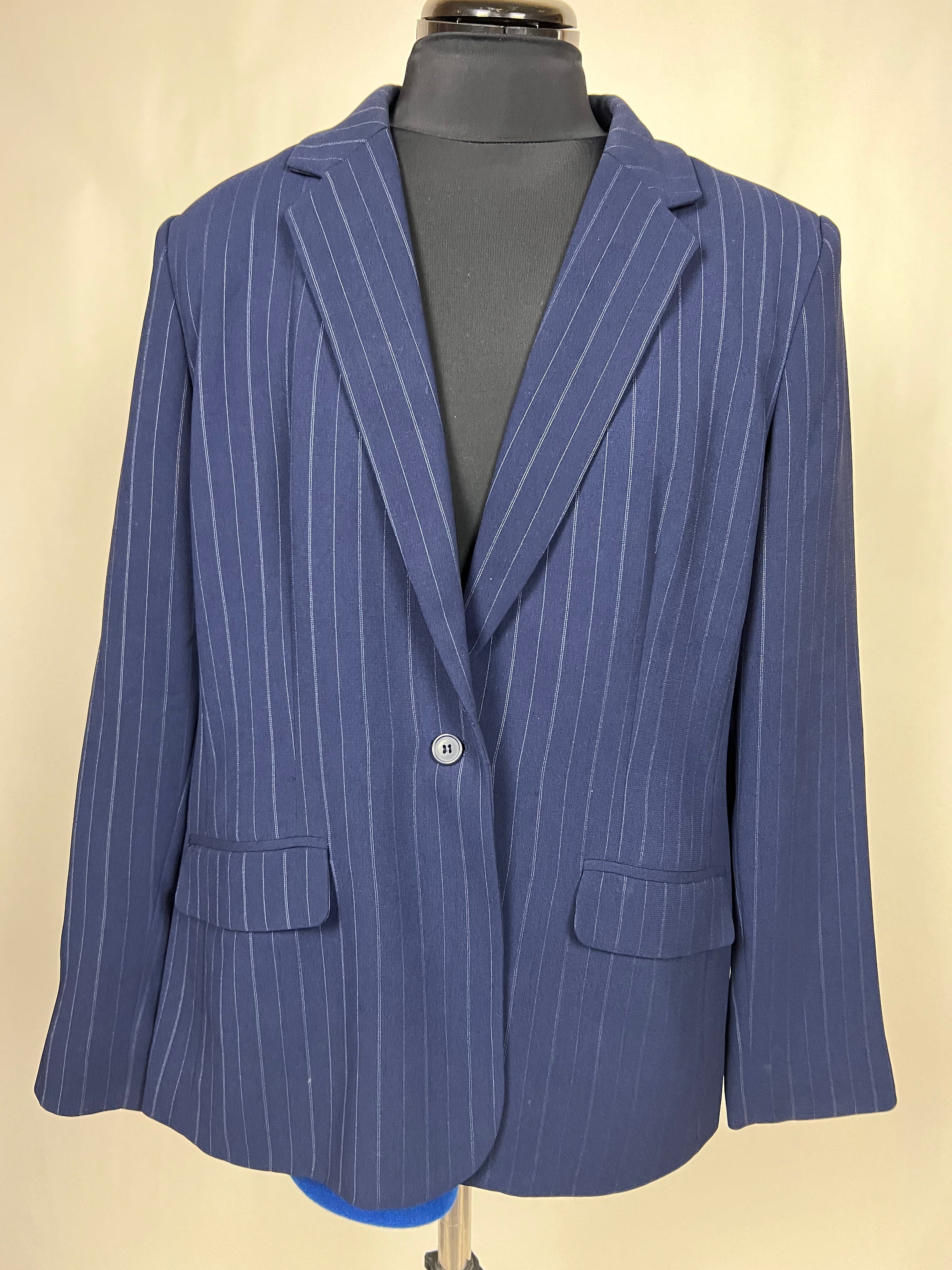 Blue Pin Striped Suit Mobster Costume 90s Vintage Size Woman Laura ...