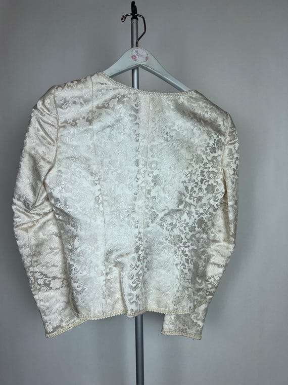 Cream Brocade set jacket and Skirt Size Small 80s/ 9… - Gem