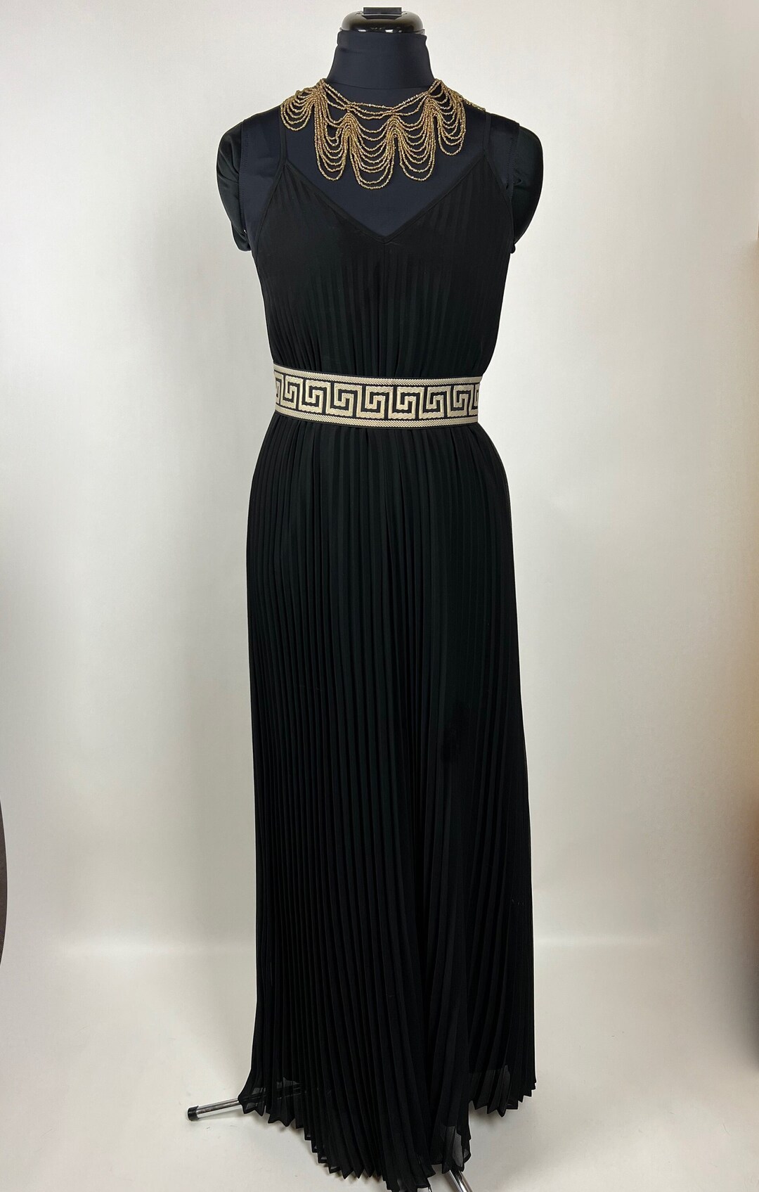 Cleopatra Costume Ladies Extra Small Egyptian Greek Pleated Black Toga ...