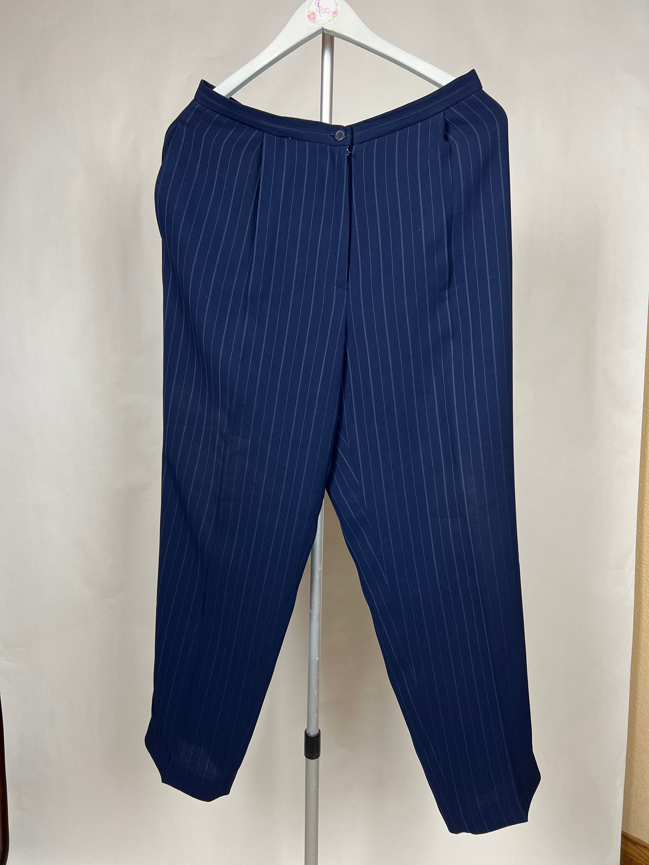 Blue Pin Striped Suit Mobster Costume 90s Vintage Size Woman Laura ...