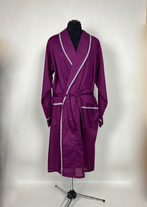 60s Purple Robe with Grey Trim Vintage Leisure Lounge… - Gem