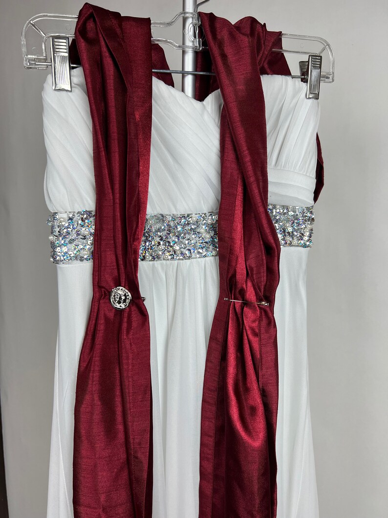 Greek Goddess Costume White and Wine Red Sash Halloween - Etsy
