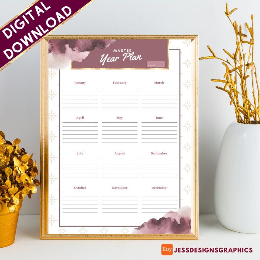 Master Year Plan | Instant Download & Print - Etsy