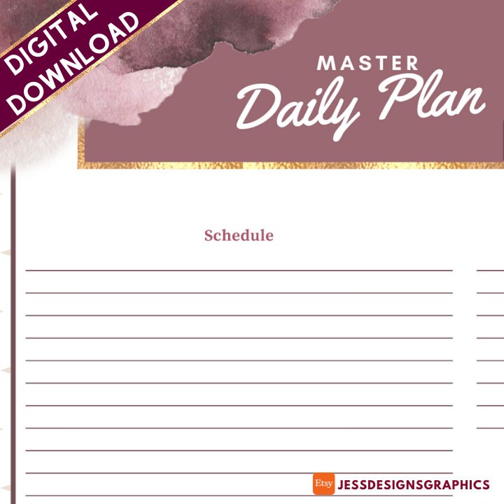 Master Daily Plan | Instant Download & Print - Etsy
