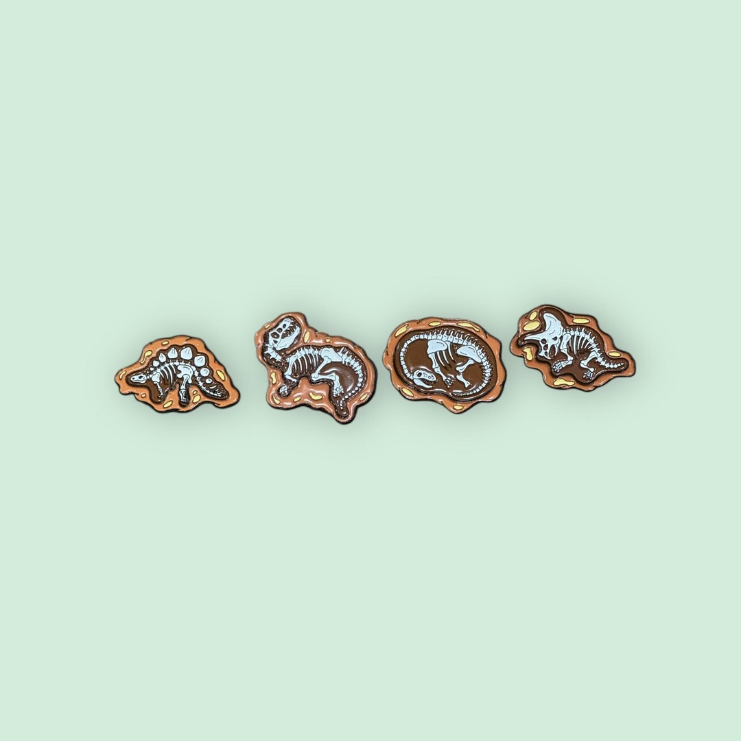 Dinosaur Fossils - Cute Animal Pins - Dinosaur Lover - Skeleton Fossil ...