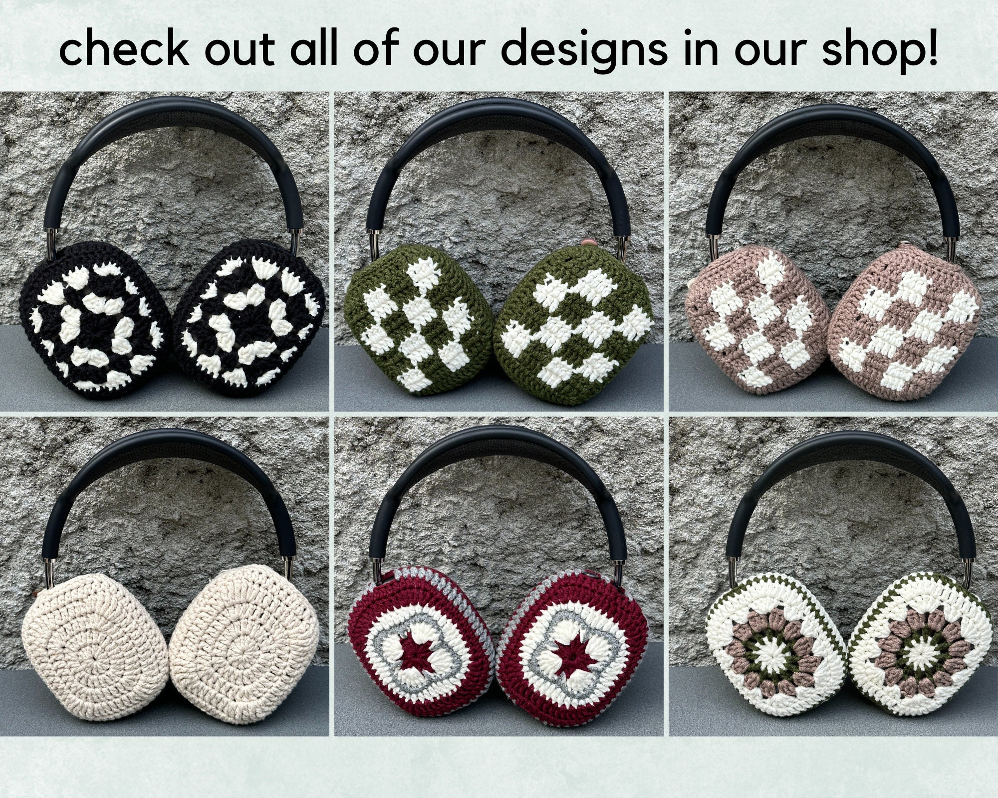 Checkered Airpods Max Headphone Covers | Crochet Airpods Max Case ...