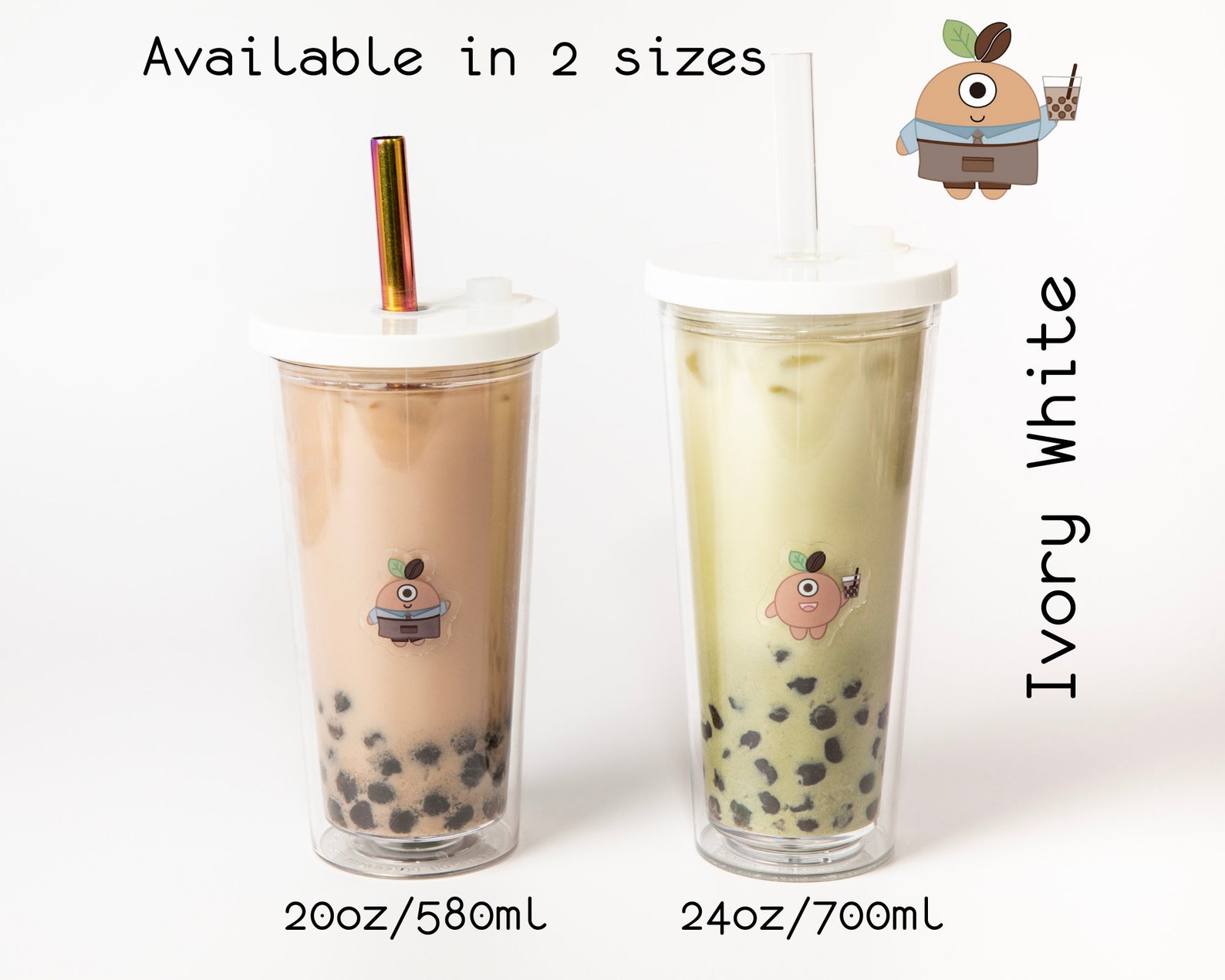 MOODIE Reusable Boba Cup, Bubble Tea Cup, Smoothie Cup With Lid and ...