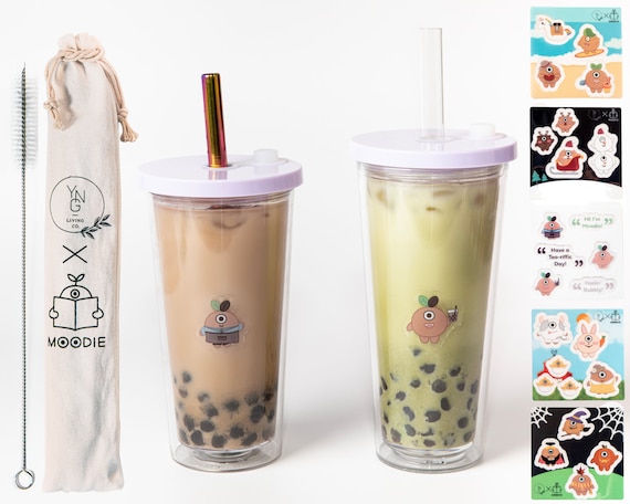 MOODIE Reusable Boba Cup Bubble Tea Cup Smoothie Cup With - Etsy