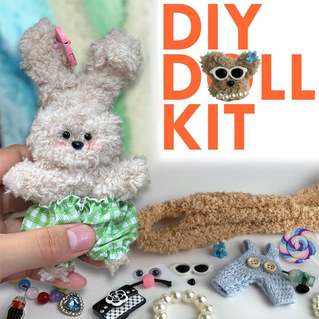 DIY Viral Korean Moru Doll Fuzzy Keychain Set, Make Your Own, Car Deco ...