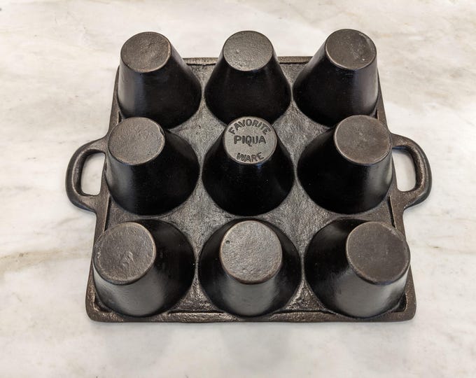 RARE Favorite Piqua Deep Muffin Popover Pan Cast Iron Hotel Ware ...