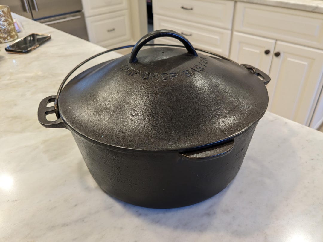 WOW Vintage Wagner 8 Dutch Oven Cast Iron Round Roaster Drip Drop ...