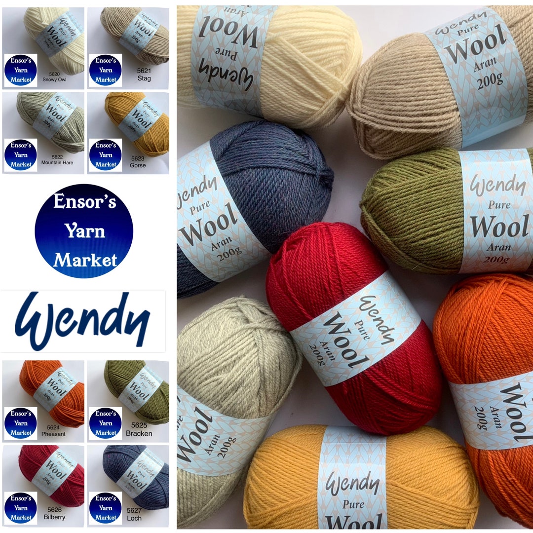 WENDY Pure Wool Aran 200g 100% British Wool 8 Shades - Etsy UK
