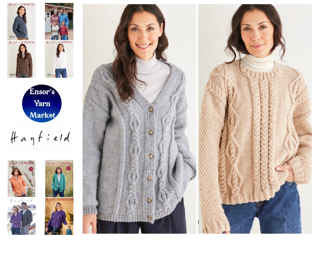 HAYFIELD Aran Knitting Patterns in Bonus With Wool Aran - Etsy