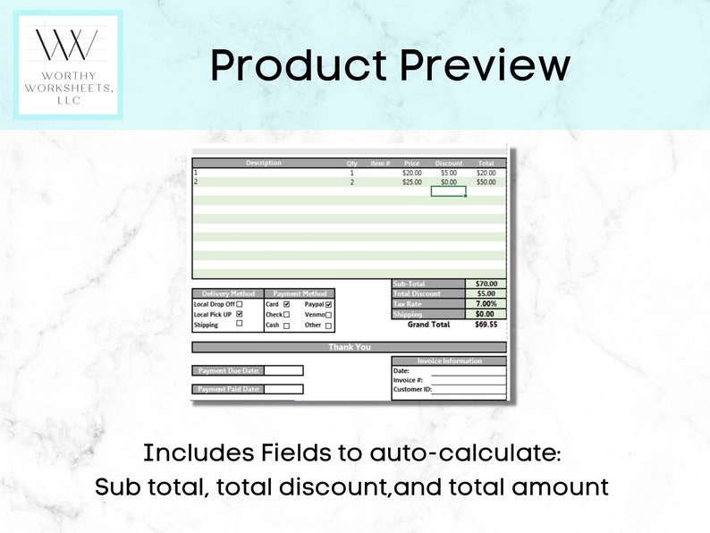 Order Form Template, Order Form Excel, Order Form Spreadsheet, Purchase ...
