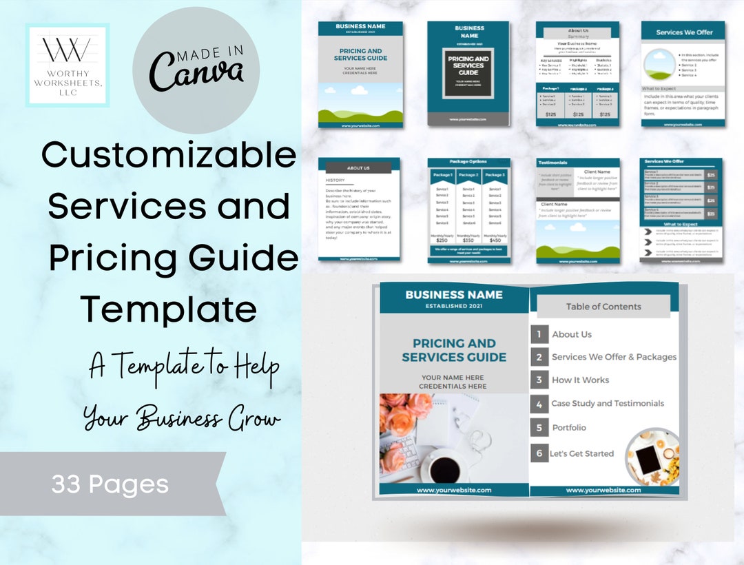 Business Pricing and Services Guide, Business Proposal, Business Price ...