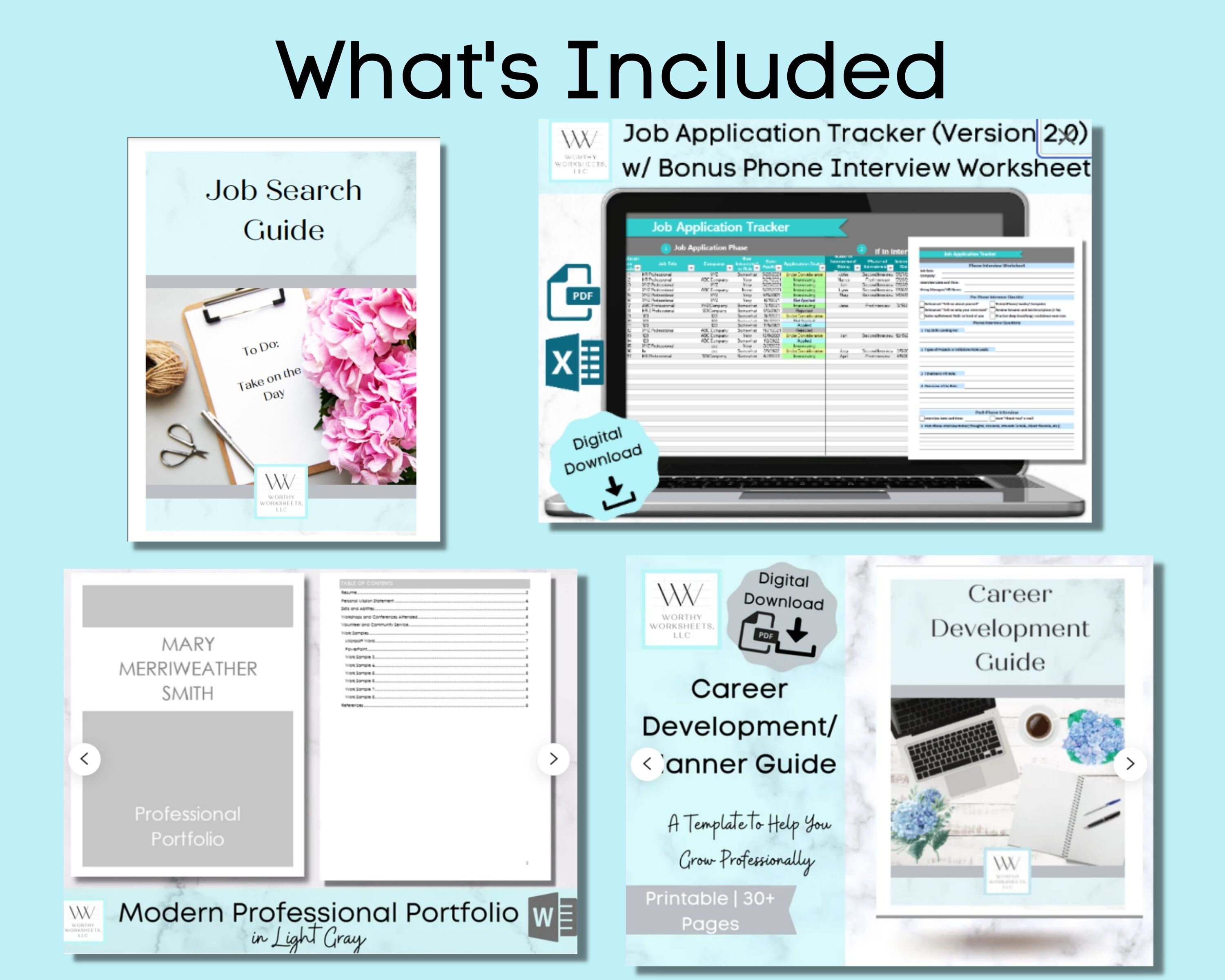 Job Search Planner, Career Planner, Professional Portfolio, Resume ...